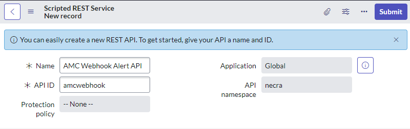 ServiceNowにインシデント登録する ～Webhook通報の使い方【Scripted REST APIs編】～ | WebSAM Automatic Message Call マニュアル