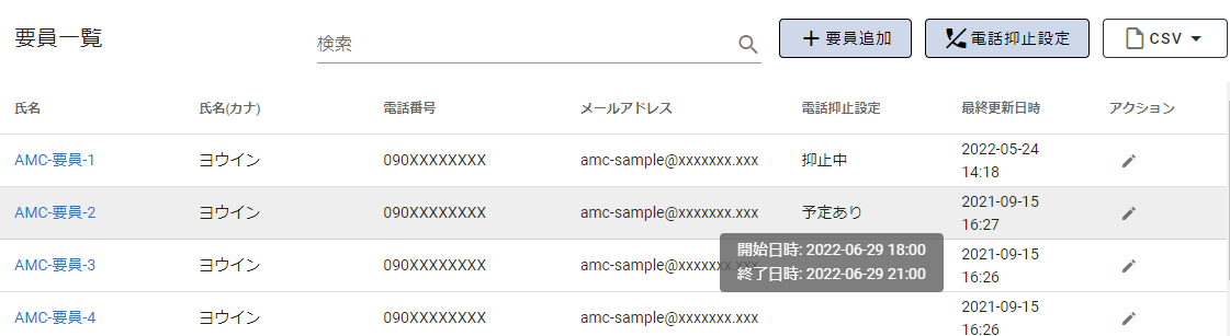 6. 要員管理 | WebSAM Automatic Message Call マニュアル